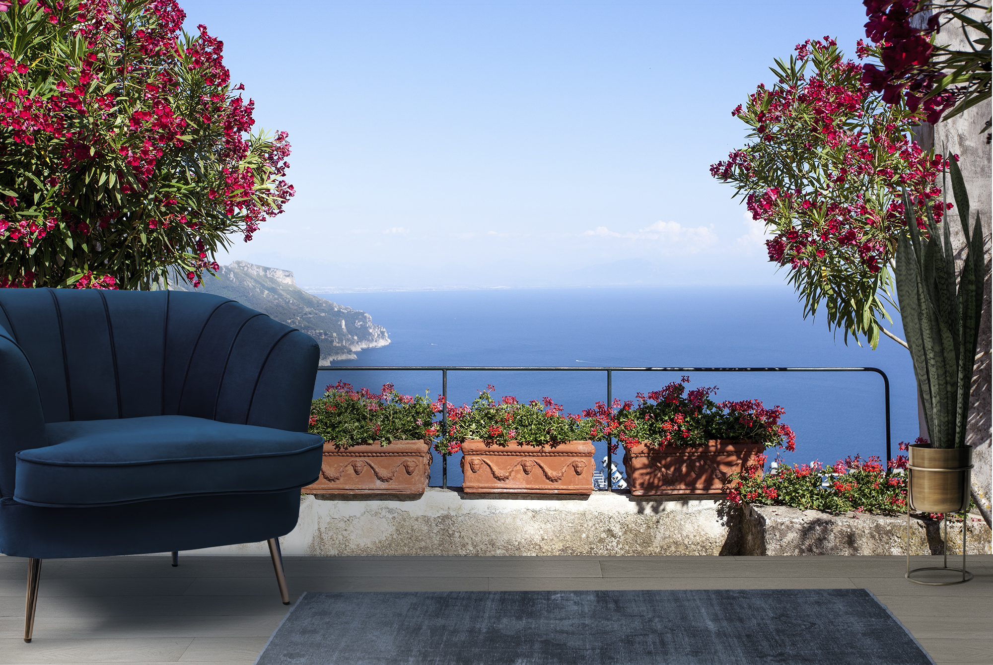 Balcony View Of The Amalfi Coast Italian Landscape Wall Mural Photo ...